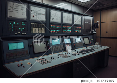 Central control panel. Operator workplace with...のイラスト素材 [101235405 ...