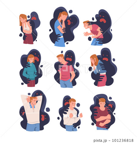 Man and Woman Feeling Fear, Anger and Malice...のイラスト素材 [101236818] - PIXTA