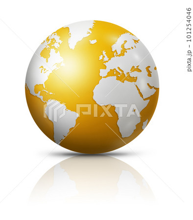 Yellow earth globe isolated on white backgroundのイラスト素材 [101254046] - PIXTA