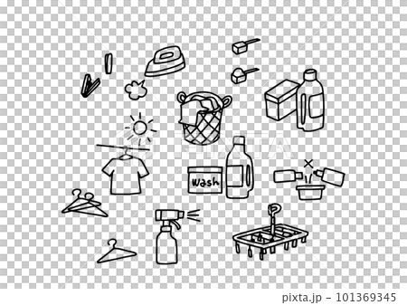 洗濯に関する手書きイラストのセットのイラスト素材 [101369345] - PIXTA