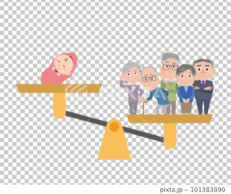 Aging illustration with a declining birthrate... - Stock Illustration [101383890] - PIXTA