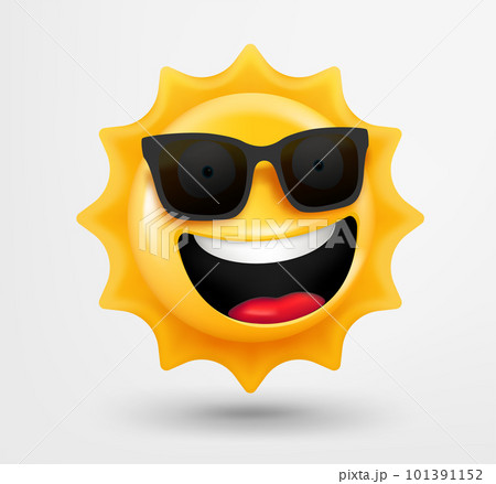 Laughing sun emoticon. 3d vector emoji isolated...のイラスト素材 [101391152 ...