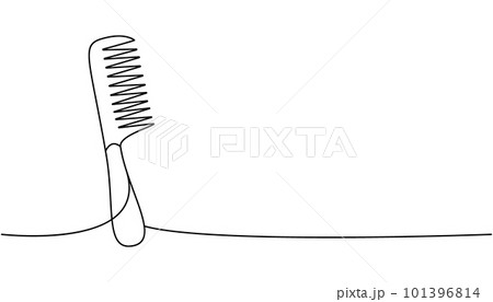Professional comb for hair one line continuous...のイラスト素材 [101396814 ...