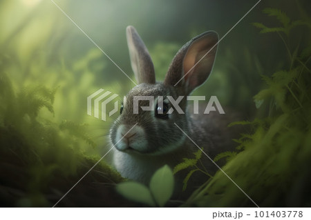 Cute brown hare, lepus europaeus, jumping...のイラスト素材 [101403778] - PIXTA