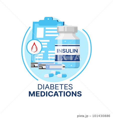Diabetes medication icon of vector health care....のイラスト素材 [101430886 ...