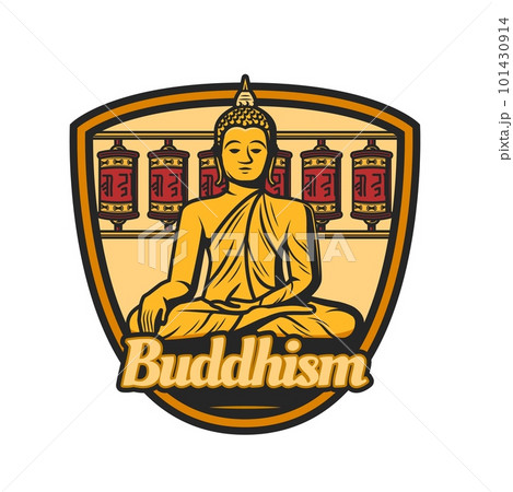 Buddhism icon. Buddha and prayer wheels....のイラスト素材 [101430914] - PIXTA