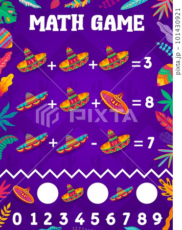 Math game worksheet mexican sombrero hats and...のイラスト素材 [101430921] - PIXTA
