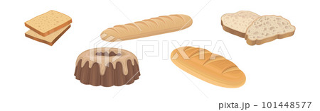 Starchy Foods or Baked Goods with Muffin and...のイラスト素材 [101448577] - PIXTA