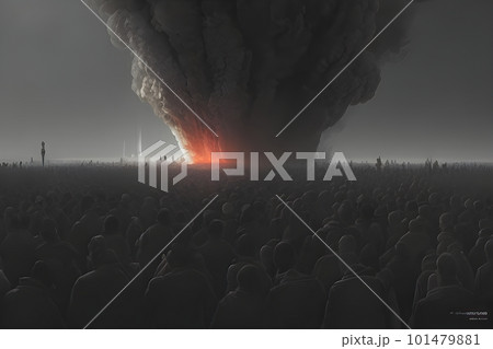 People watching a nuclear explosion in the...のイラスト素材 [101479881] - PIXTA