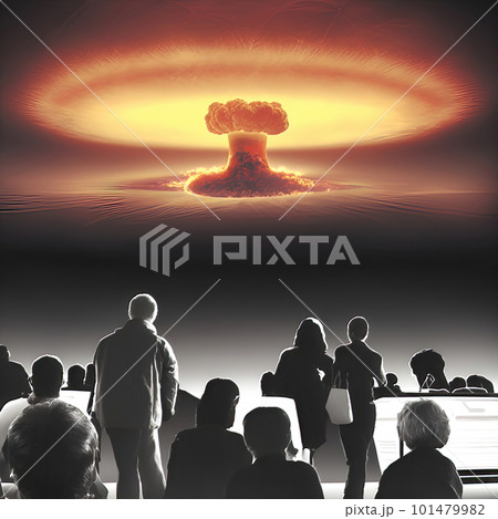 People watching a nuclear explosion in the...のイラスト素材 [101479982] - PIXTA