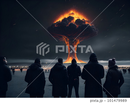 People watching a nuclear explosion in the...のイラスト素材 [101479989] - PIXTA