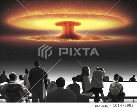 People watching a nuclear explosion in the...のイラスト素材 [101479992] - PIXTA