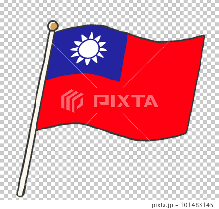 台灣國旗的插圖，看起來像是孩子手寫的-插圖素材 [101483145] - PIXTA圖庫