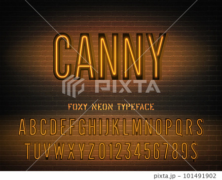 Canny sign with narrow orange neon alphabet on...のイラスト素材 [101491902 ...