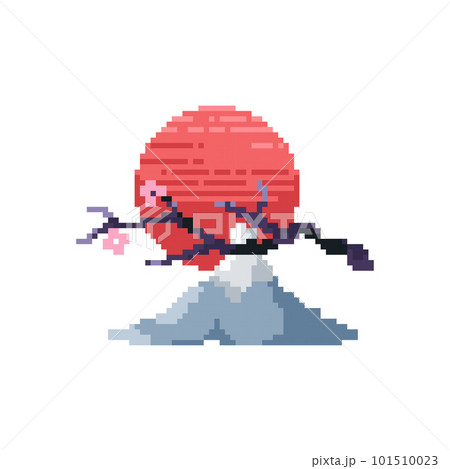 Pixel art Fuji mountain icon. Vector 8 bit...のイラスト素材 [101510023] - PIXTA