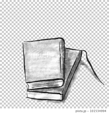 Monochrome illustration of a book (ink... - Stock Illustration ...