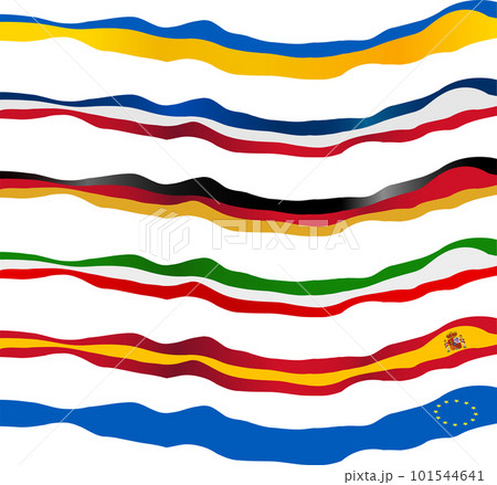 Waving horizontal european flags. vector setのイラスト素材 [101544641] - PIXTA