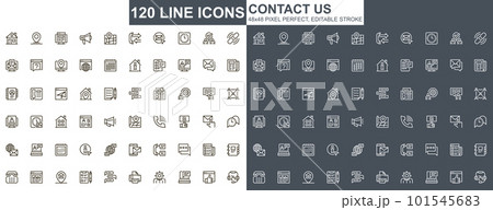 Contact us thin line icons set. Online...のイラスト素材 [101545683] - PIXTA