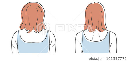 丸い背中とスッキリした背中の女性のイラスト素材のイラスト素材 [101557772] - PIXTA