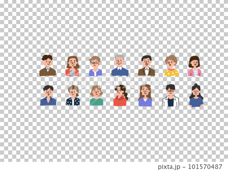 さまざまな年齢性別の人々の上半身アイコンセットのイラスト素材 [101570487] - PIXTA