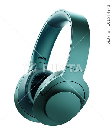 Portable Cordless Headphones Isolated on White...の写真素材 [101574843] - PIXTA