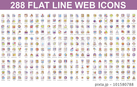 Bundle vector flat line icons concept. Contain...のイラスト素材 [101580788 ...