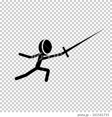Silhouette icon of fencing player punching with... - Stock Illustration ...