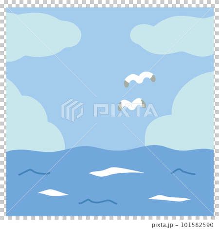 Simple daytime seascape color illustration tp - Stock Illustration ...