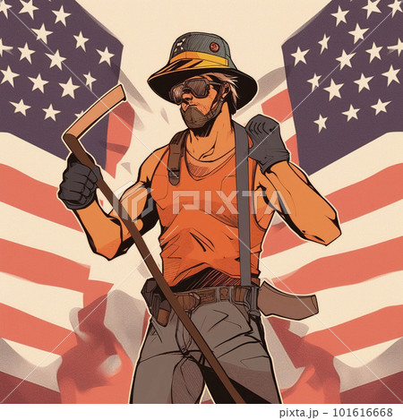 Labor Day, the union of all workers. The guy on...のイラスト素材 [101616668 ...