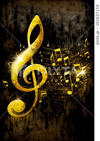 Group of musical notes on grungy background...のイラスト素材 [101637159] - PIXTA