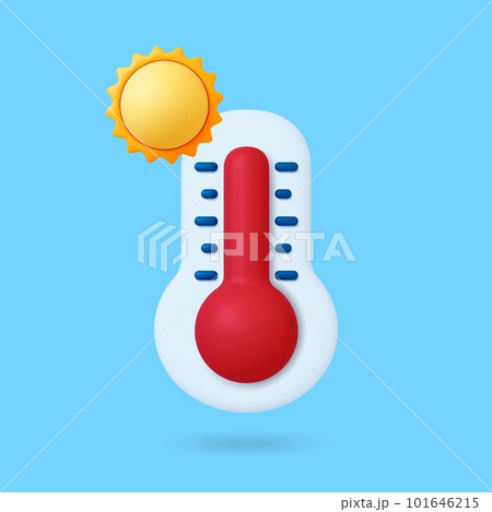 Weather thermometer with hot temperature. 3D...のイラスト素材 [101646215] - PIXTA