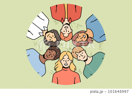 Smiling people relax together in park のイラスト素材 [101648997] - PIXTA