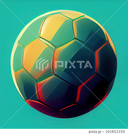 Stylized decorative soccer ball. Bright cartoon...のイラスト素材 [101652350 ...