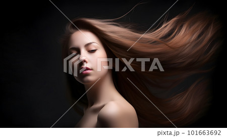 Dynamic Hair: Portrait of a Young Woman Model...のイラスト素材 [101663692] - PIXTA