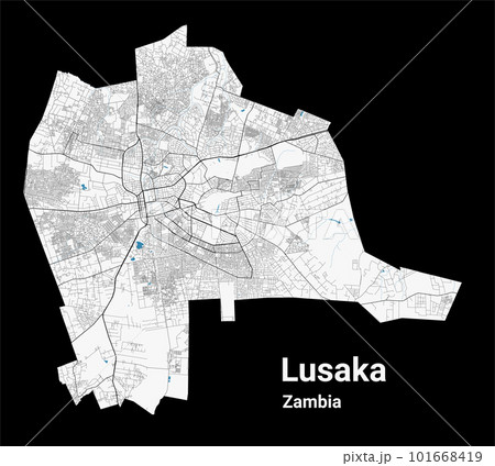 Lusaka map. Detailed map of Lusaka city...のイラスト素材 [101668419] - PIXTA