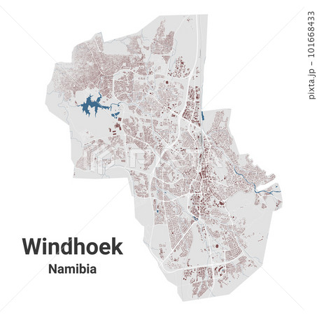Windhoek map, capital city of Namibia....のイラスト素材 [101668433] - PIXTA