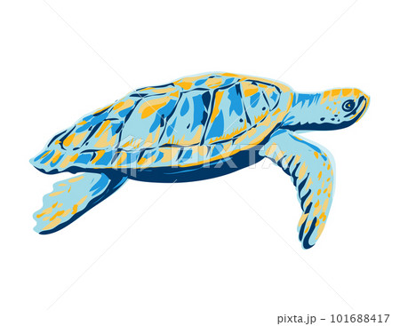 Loggerhead Sea Turtle Side View WPA Poster Artのイラスト素材 [101688417] - PIXTA