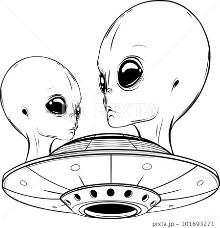 Spaceship UFO monochrome emblem intergalactic...のイラスト素材 [101693271] - PIXTA