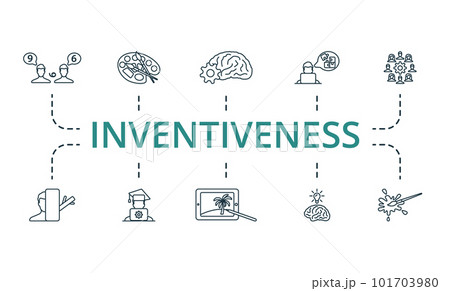 Inventiveness outline set. Creative icons:...のイラスト素材 [101703980] - PIXTA
