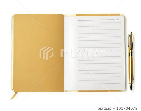 An exquisite golden ballpoint pen, a ripped-out...のイラスト素材 [101704078 ...