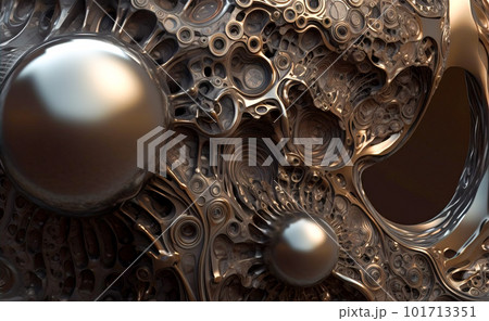 Metal abstract structure from waves, particles...のイラスト素材 [101713351 ...