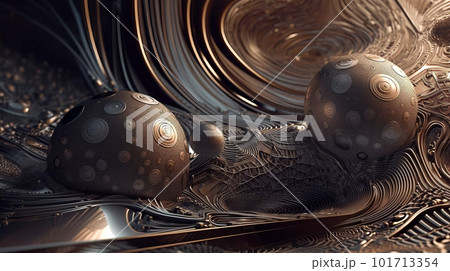 Metal abstract structure from waves, particles...のイラスト素材 [101713354 ...