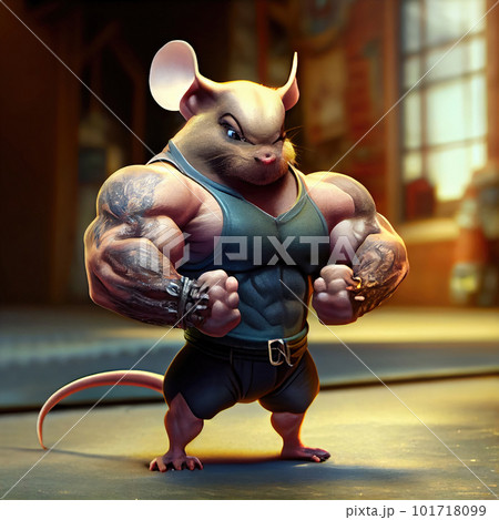 Mouse Bodybuilder, Muscular Rat in Gym,...のイラスト素材 [101718099] - PIXTA
