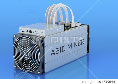 ASIC miner on blue background, 3D renderingのイラスト素材 [101735644] - PIXTA