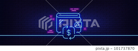 Neon light glow effect. Wallet line icon....のイラスト素材 [101737870] - PIXTA