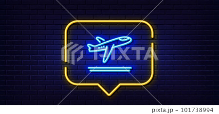 Neon light speech bubble. Airport departure...のイラスト素材 [101738994] - PIXTA