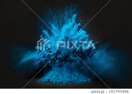 Explosion of blue color paint powder on black...のイラスト素材 [101743406] - PIXTA