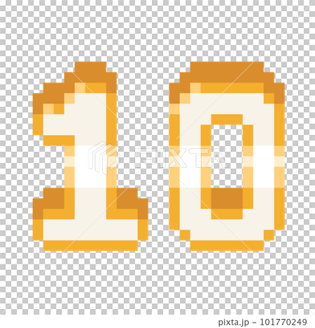 Pixel Art Number 10 Icon With Glossy Gold Line.-插圖素材 [101770249] - PIXTA圖庫