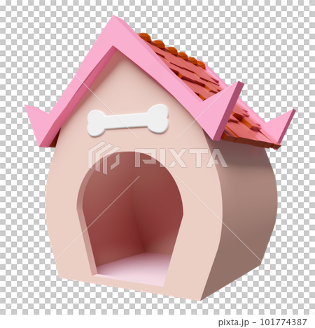 3d pink dog house icon and bone symbol...のイラスト素材 [101774387] - PIXTA