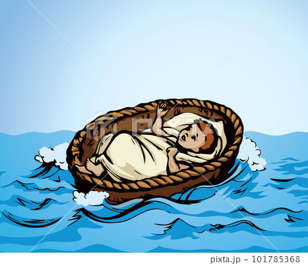 Little Moses in a basket. Vector drawingのイラスト素材 [101785368] - PIXTA